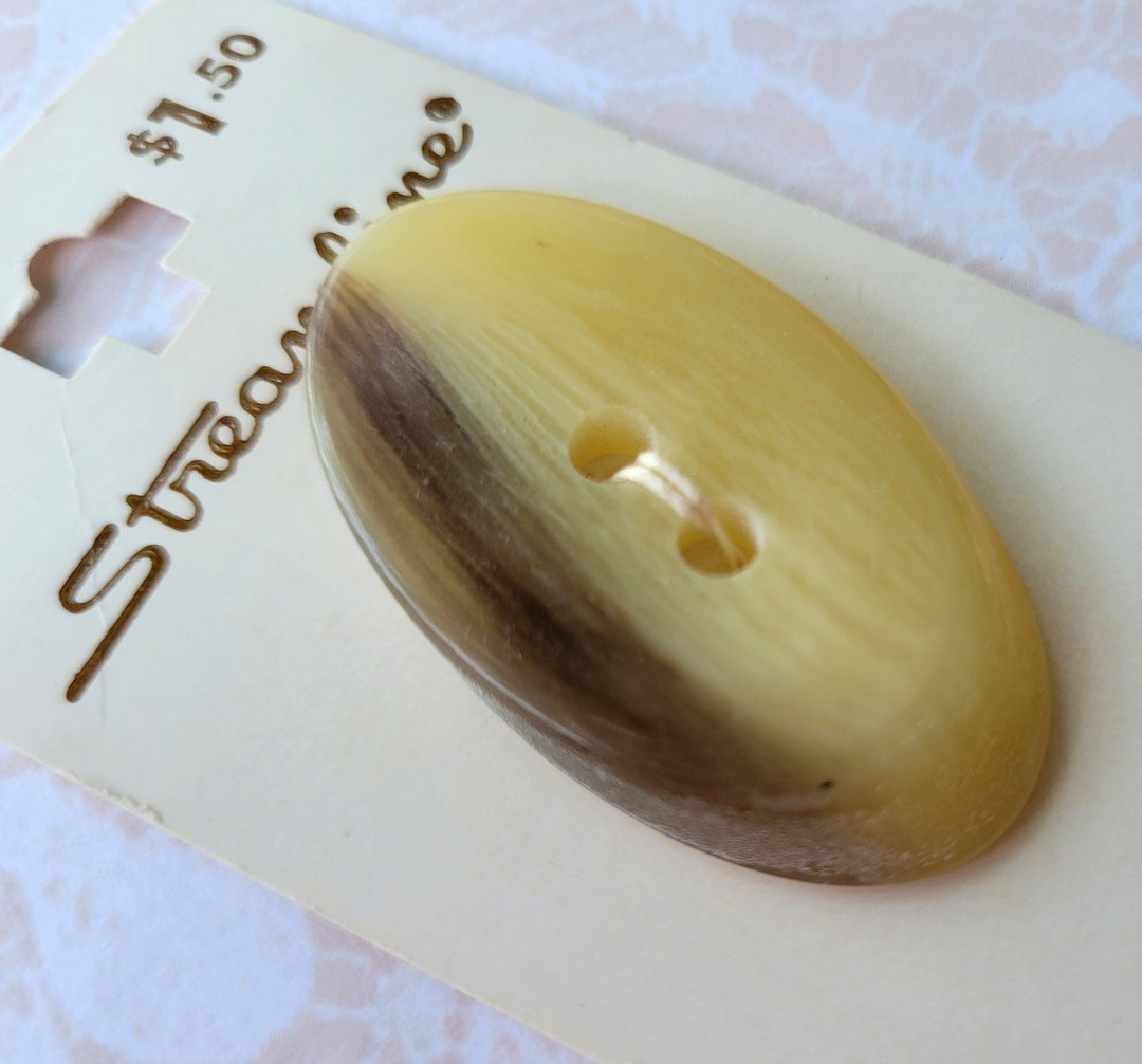 BIG Oval Vintage Tan Button 1 3/4 Inch 45mm - Etsy