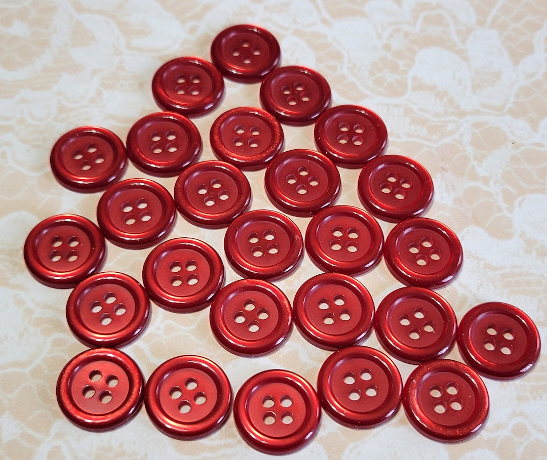 RED Vintage 4 Hole Buttons 9/16 Inch Sew Thru Buttons - Etsy