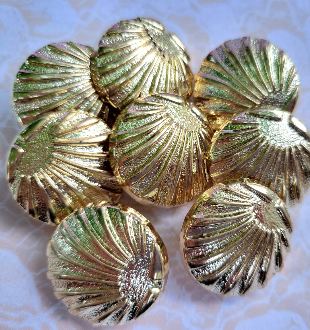 8 Fancy Gold Shank Buttons Fan Buttons 1 Inch Shell Look - Etsy