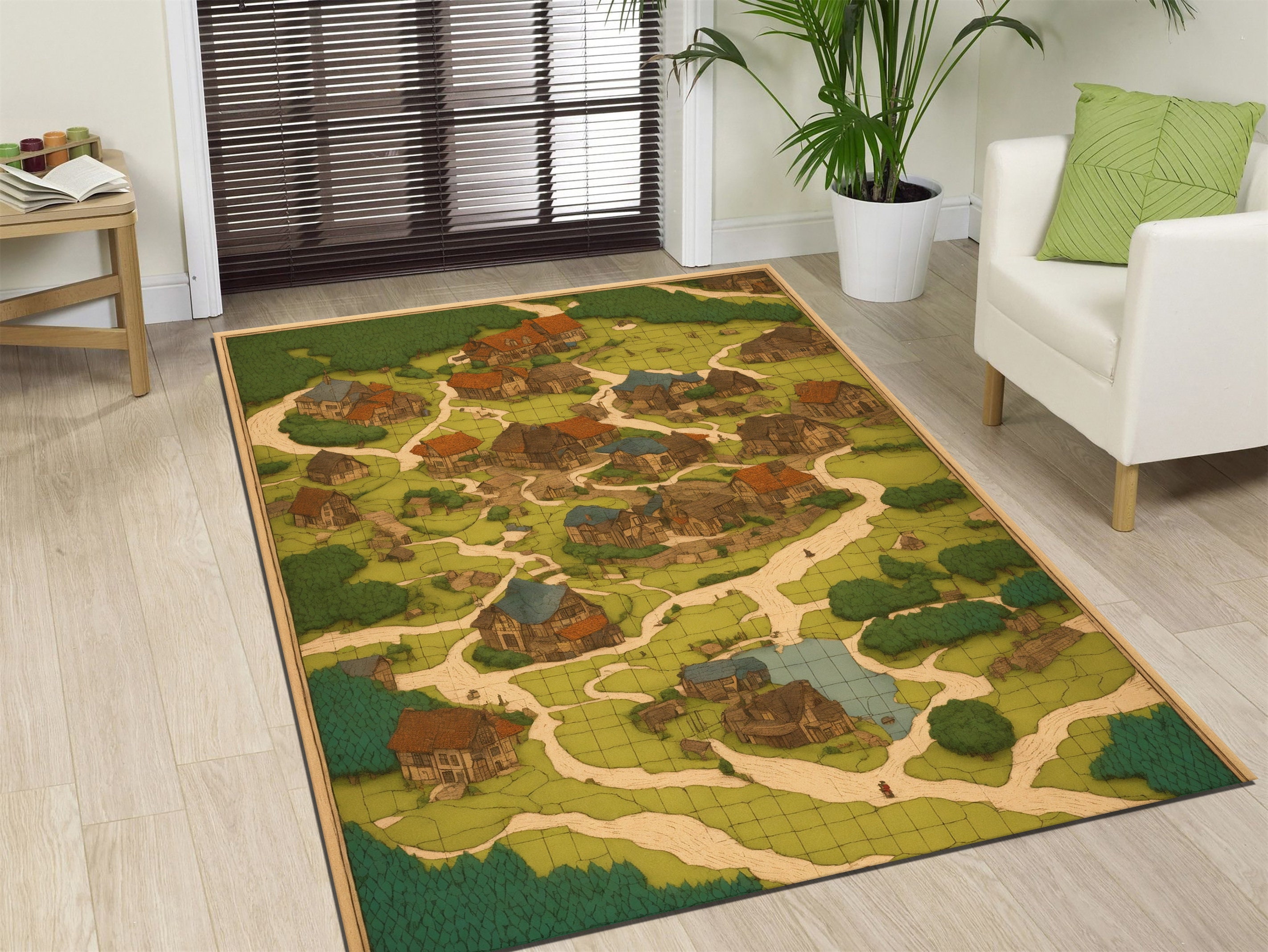 Village Rug,map Pattern Rug,village House Rug,villager Rug,small Town ...