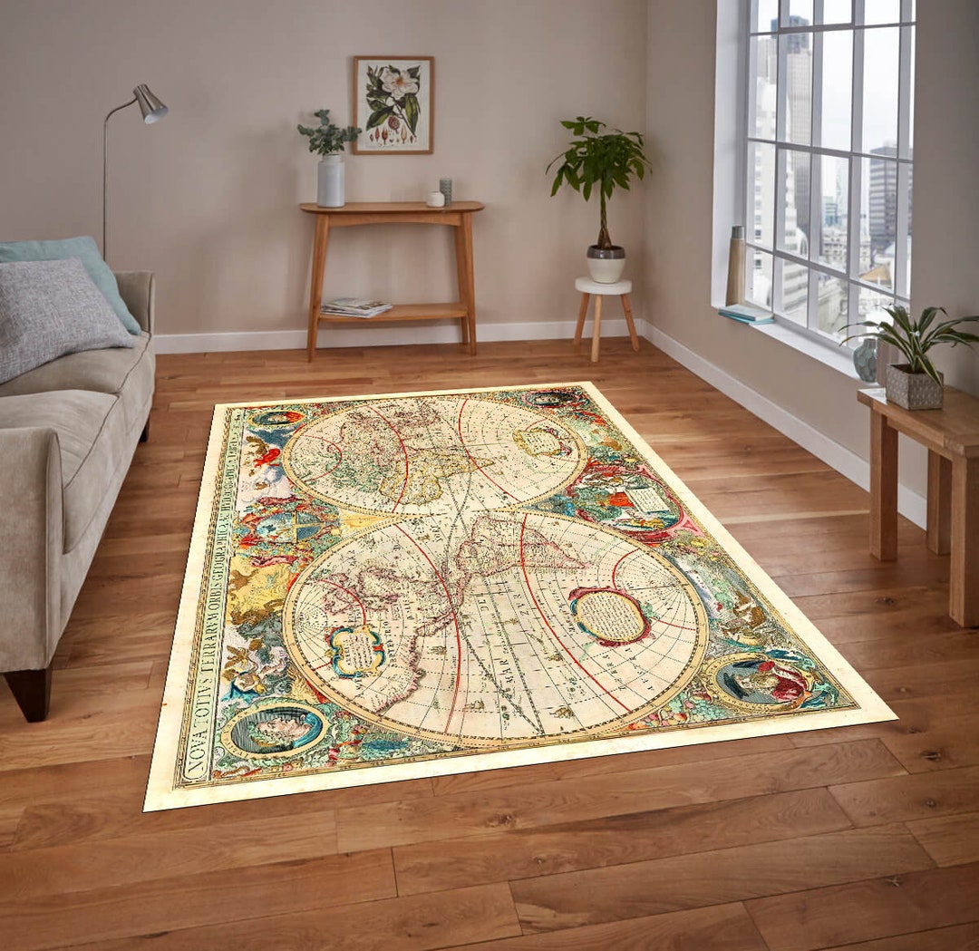 World Map Rug,map Pattern Rug,historical Rug,map Design Rug,world View ...
