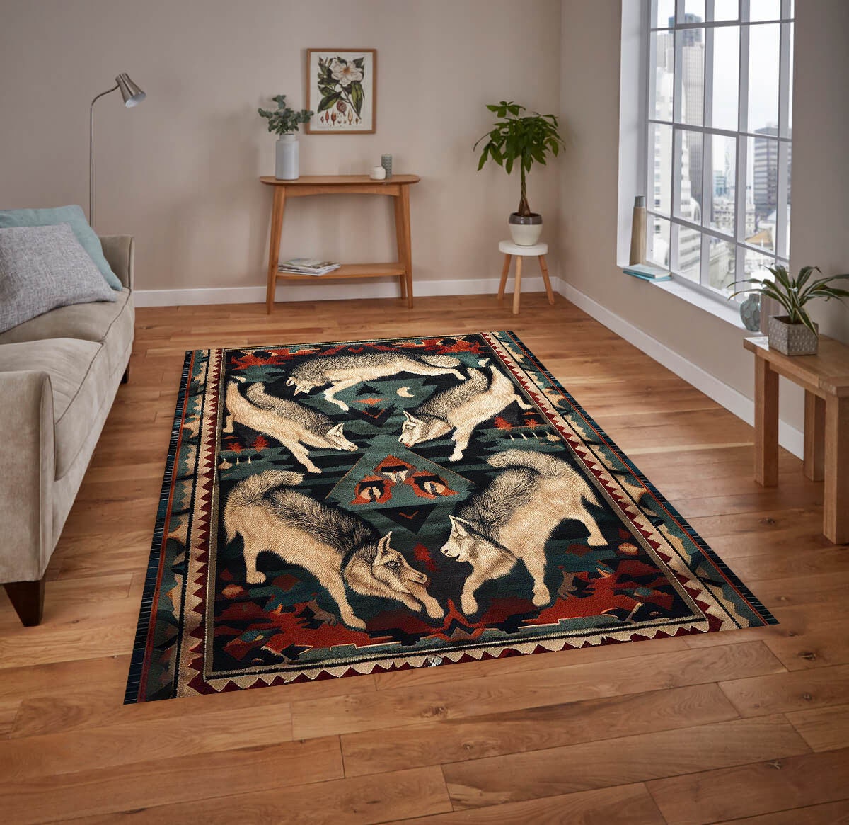 Wolf Rug,wolf Tribe Rug,animal Rug,nature Pattern Rug,gift Rug,icon ...