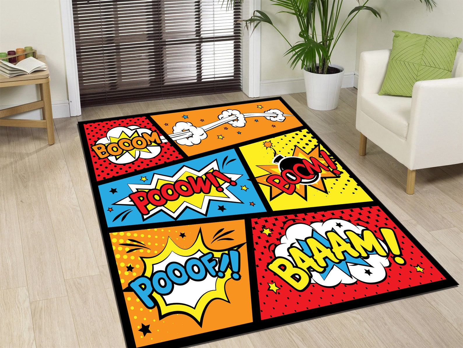 Pop Art Rug,boom Rug,comic Rug,comic Effect Rug,baam Rug,colorful Rug ...