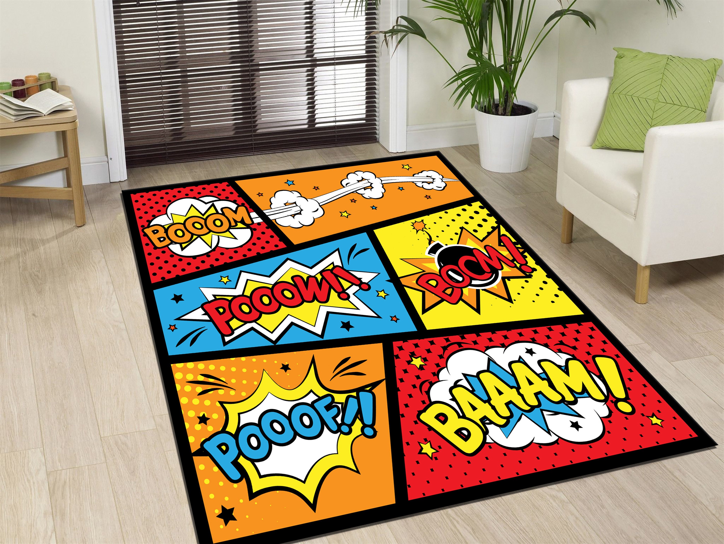 Pop Art Rug,boom Rug,comic Rug,comic Effect Rug,baam Rug,colorful Rug ...