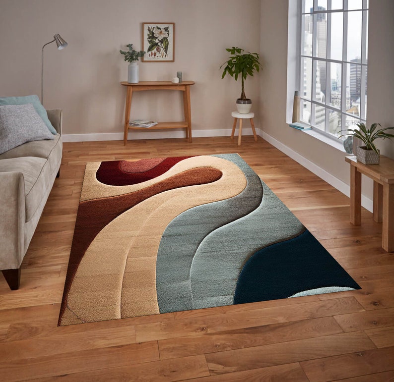 Wave Rug,wavy Pattern Rug,abstract Rug,abstract Art Rug,modern Home Rug ...