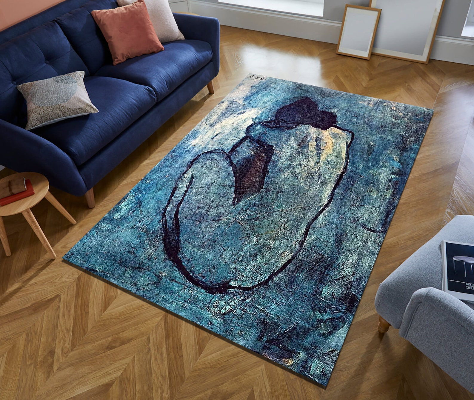 Picasso Art Rug,bleu Period Rug,art Lover Rug,blue Art Rug,picasso Rug ...