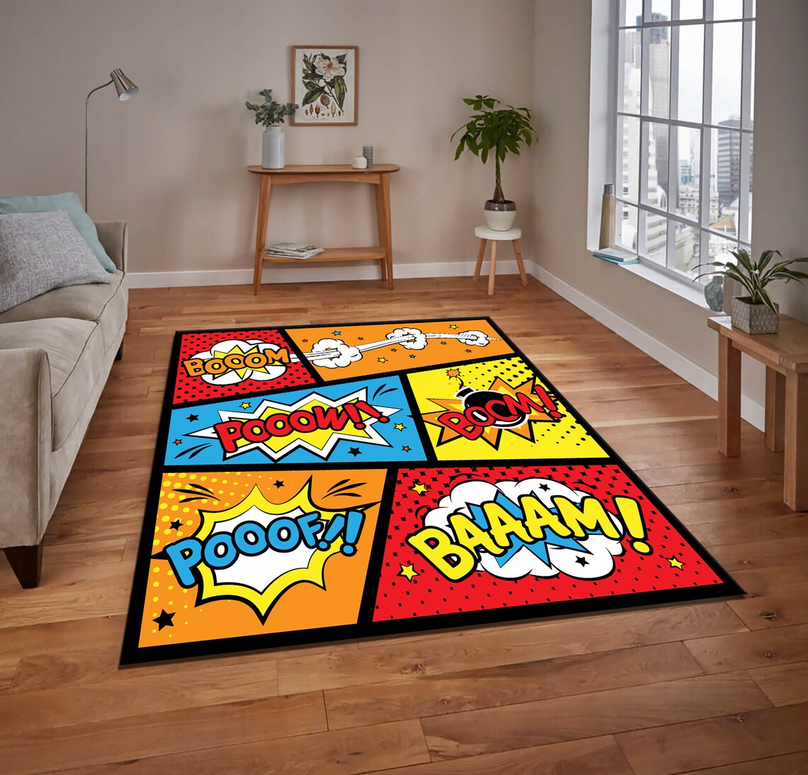 Pop Art Rug,boom Rug,comic Rug,comic Effect Rug,baam Rug,colorful Rug ...