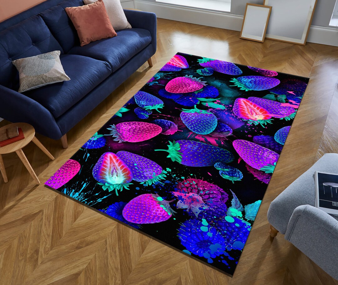 Strawberry Rug,fruit Rug,xray Rug,fruit Theme Rug,berry Pattern Rug ...