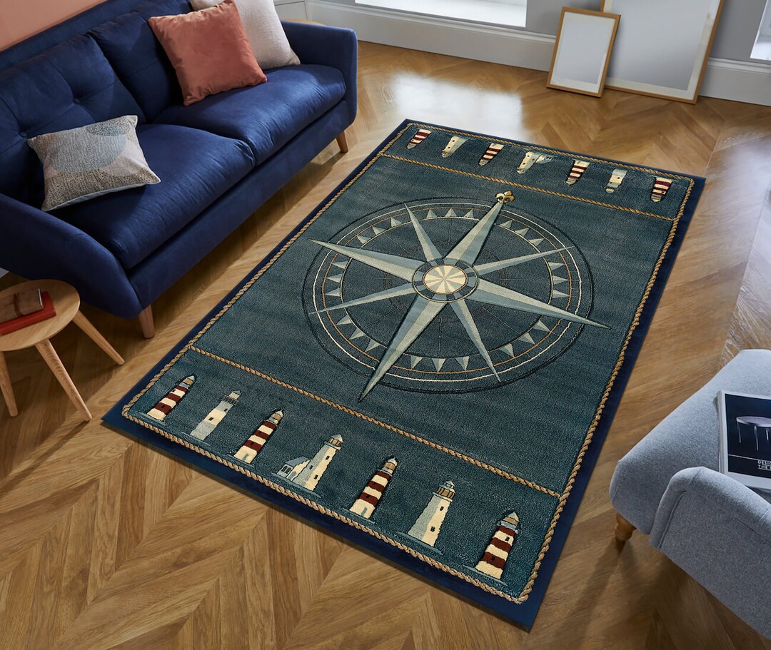 Compass Rug,lighthouse Rug,sailor Rug,gift for Sea Lovers,compass ...