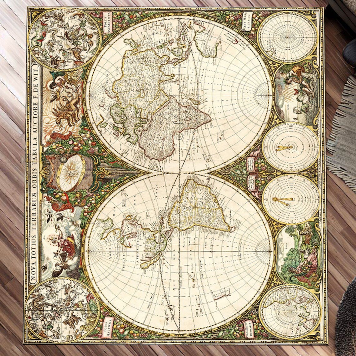 World Map Rug,map Pattern Rug,historical Rug,map Design Rug,world View ...