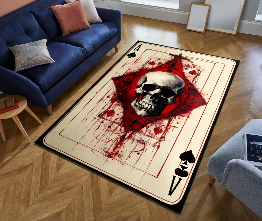 Ace of Spades Rug,ace Card Rug,skull Theme Rug,ace Skull Rug,card ...