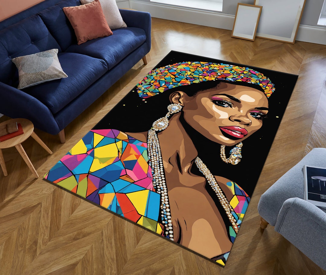 Afro Woman Rug,black Beauty Rug,woman Rug,woman Theme Rug,african Rug ...