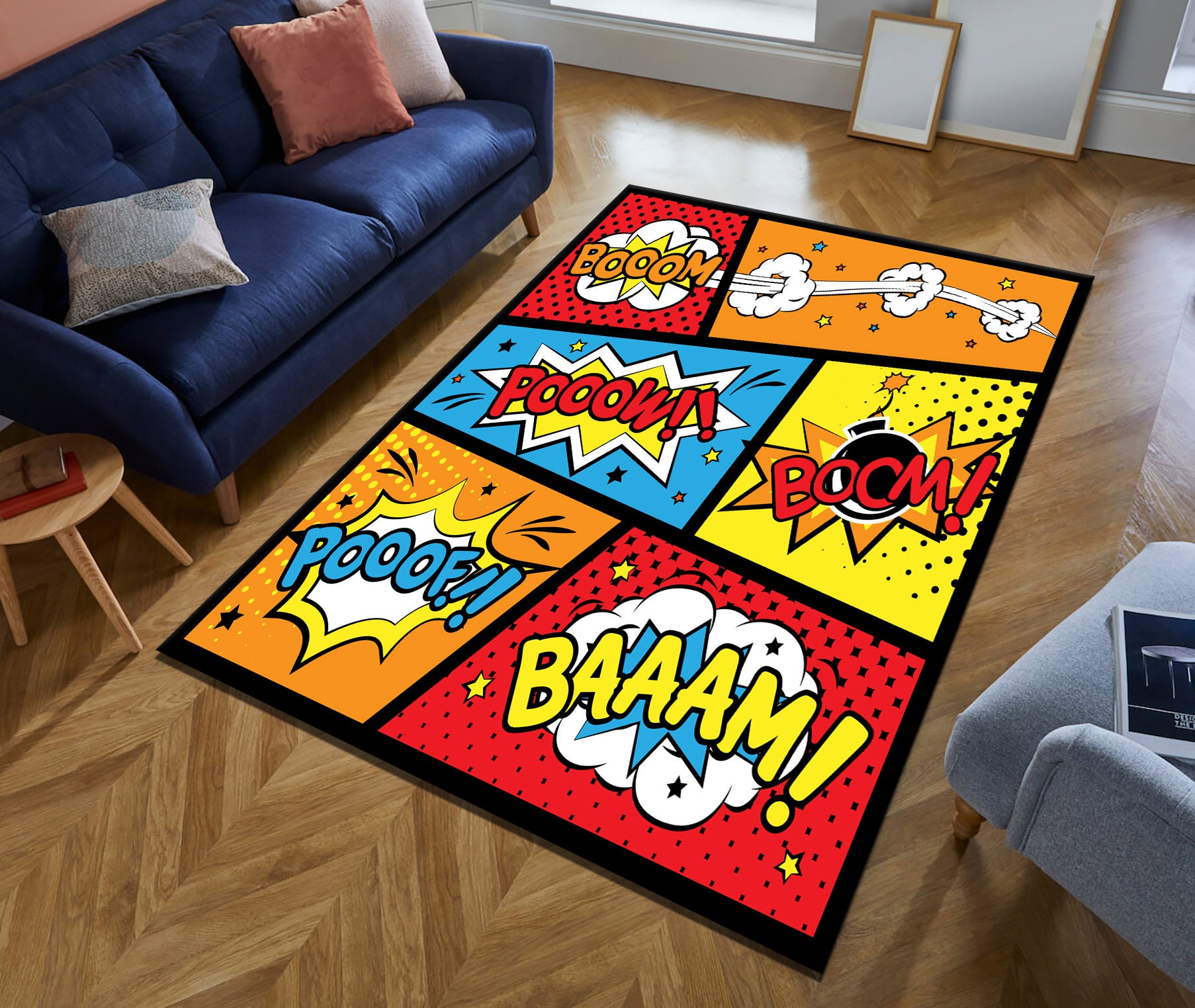 Pop Art Rug,boom Rug,comic Rug,comic Effect Rug,baam Rug,colorful Rug ...