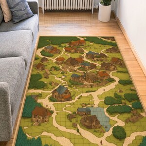 Village Rug,map Pattern Rug,village House Rug,villager Rug,small Town ...