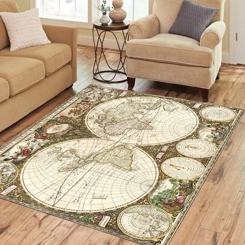 World Map Rug,map Pattern Rug,historical Rug,map Design Rug,world View ...