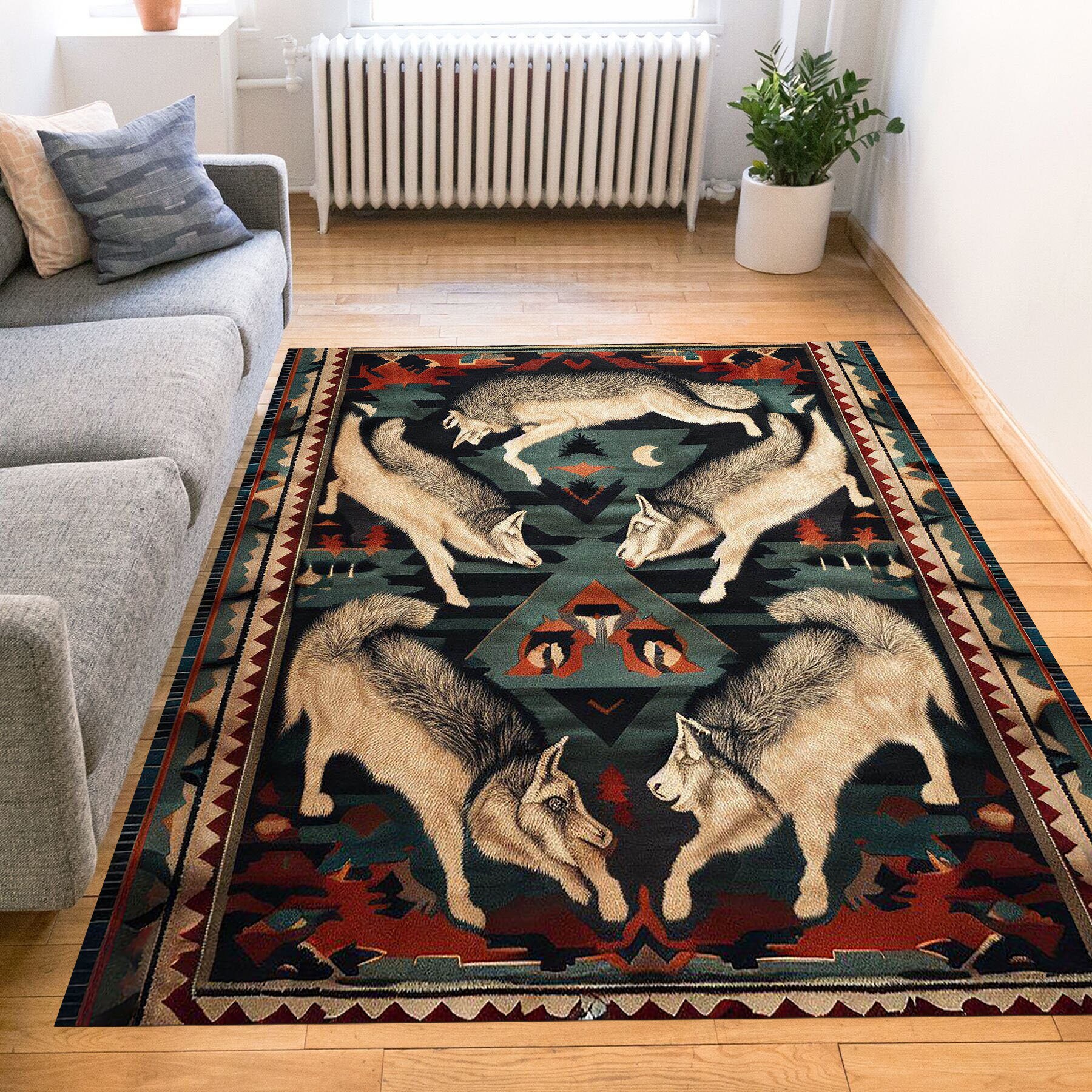 Wolf Rug,wolf Tribe Rug,animal Rug,nature Pattern Rug,gift Rug,icon ...