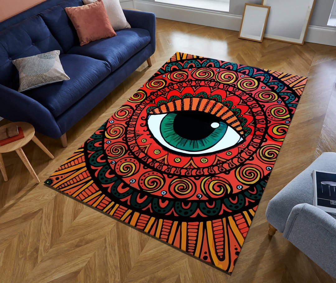 Eye Watcher Rug,trippy Rug,eye Pattern Rug,watcher Rug,colorful Rug ...