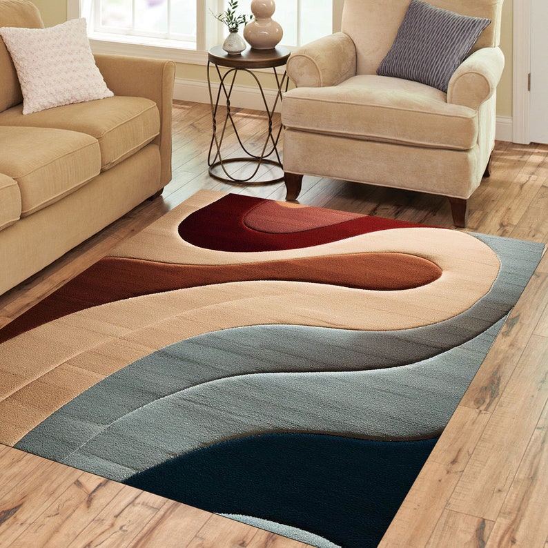 Wave Rug,wavy Pattern Rug,abstract Rug,abstract Art Rug,modern Home Rug ...