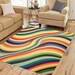 Wave Rug,wavy Pattern Rug,colorful Rug,rainbow Theme Rug,color Wave Rug ...