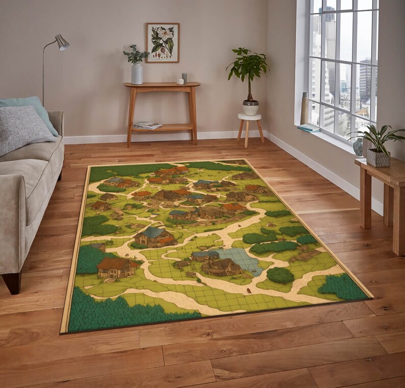 Village Rug,map Pattern Rug,village House Rug,villager Rug,small Town ...