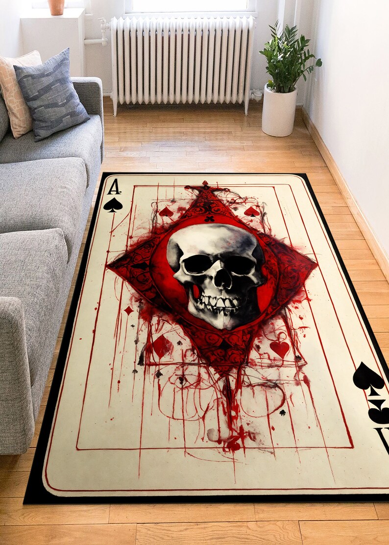 Ace of Spades Rug,ace Card Rug,skull Theme Rug,ace Skull Rug,card ...