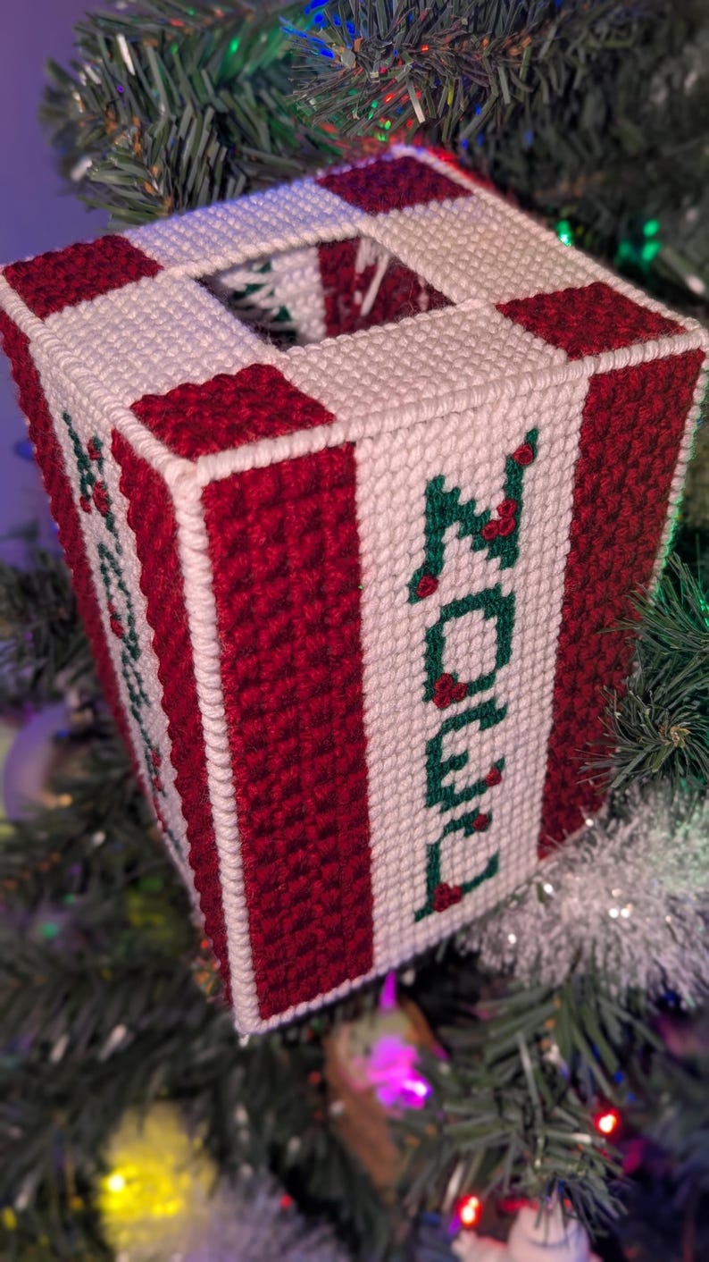 Plastic Canvas Holiday Cube Tissue Box Cover - Etsy