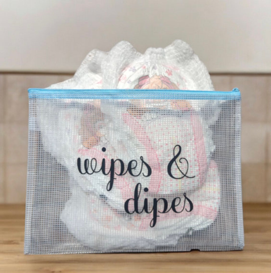 Plastic Mesh Zipper Pouch for Diapers & Accessories With Wipes Ans ...