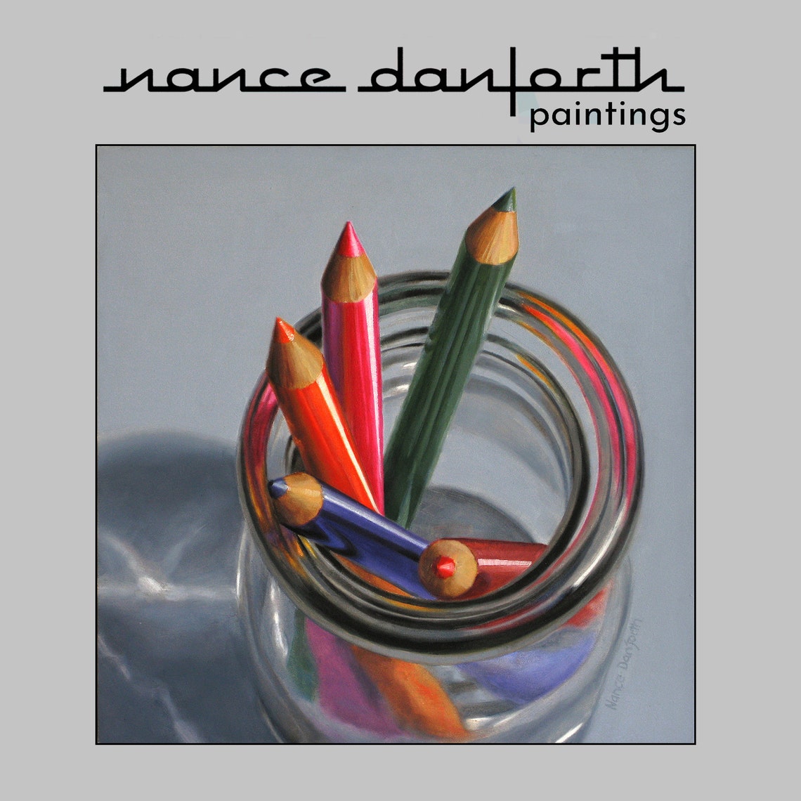 Pencils in Bottle, 8x8 Original Realistic Oil Painting, Still Life Wall ...