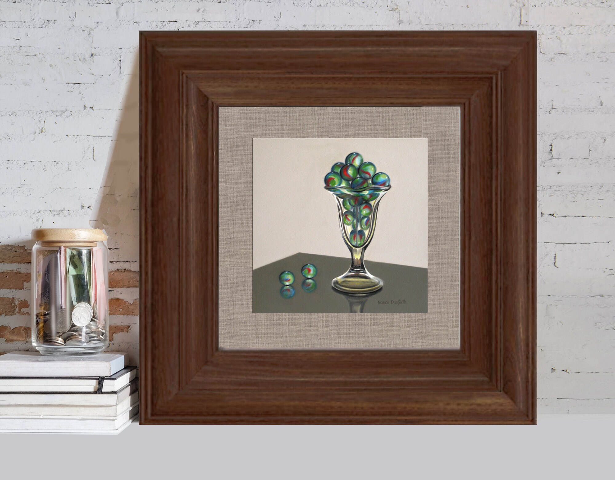 SALE Marbles in Sundae Glass, 8x8 Original Realistic Oil Painting ...