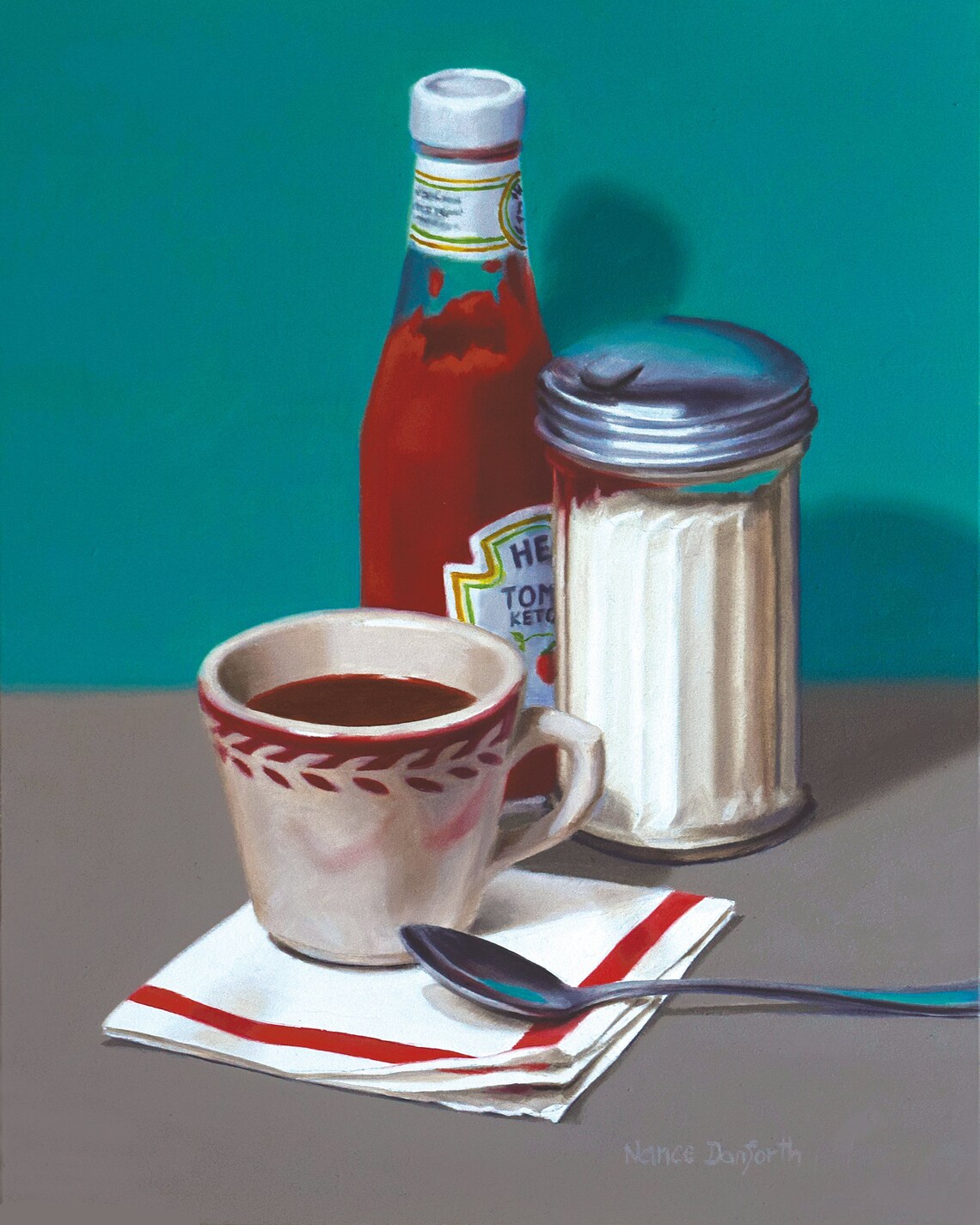 Coffee With Ketchup, 10x8 Original Realistic Oil Painting, Still Life ...