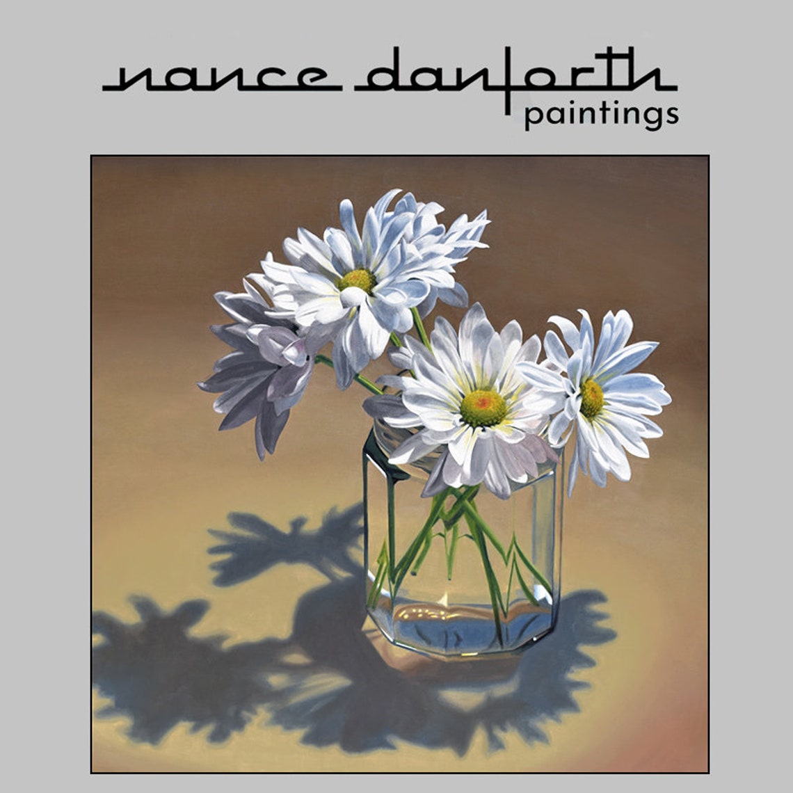 DANFORTH Daisies in Jar, 30x30 Original Realistic Floral Oil Painting ...