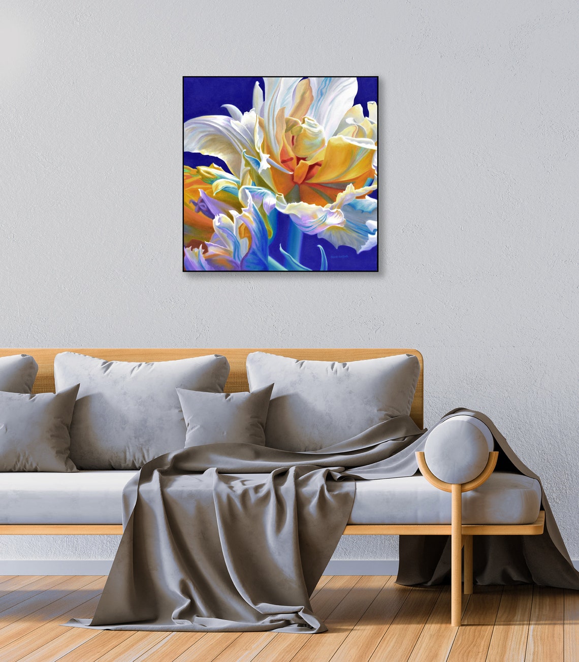 DANFORTH Parrot Tulips, 24x24 Original Realistic Floral Oil Painting ...