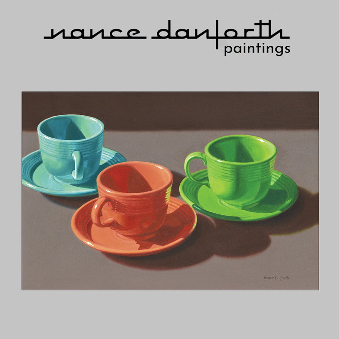 DANFORTH Cups and Saucers, 16x24 Original Realistic Still Life Oil ...
