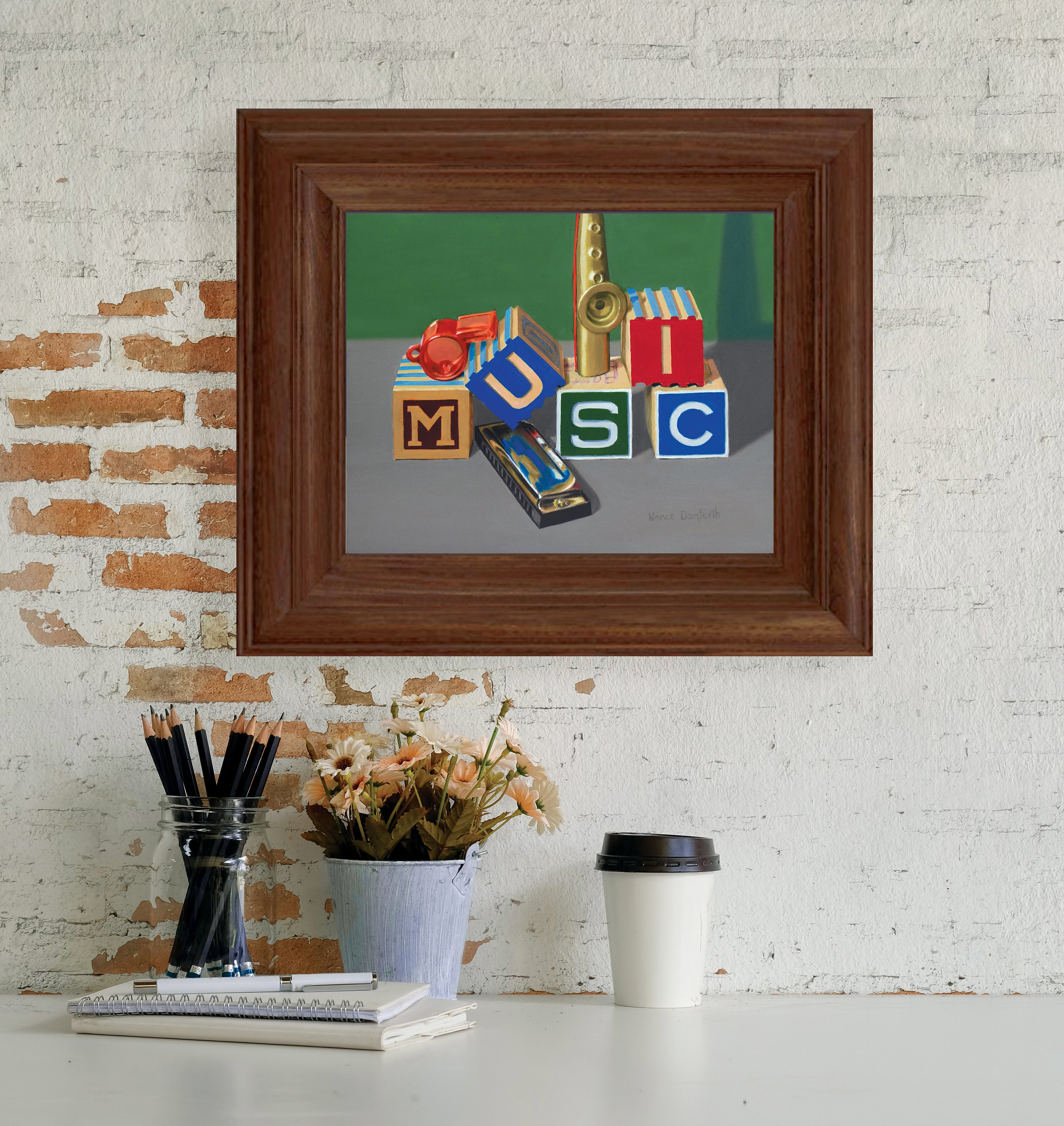 Music, 8x10 Original Realistic Oil Painting, Vintage Toy Painting ...