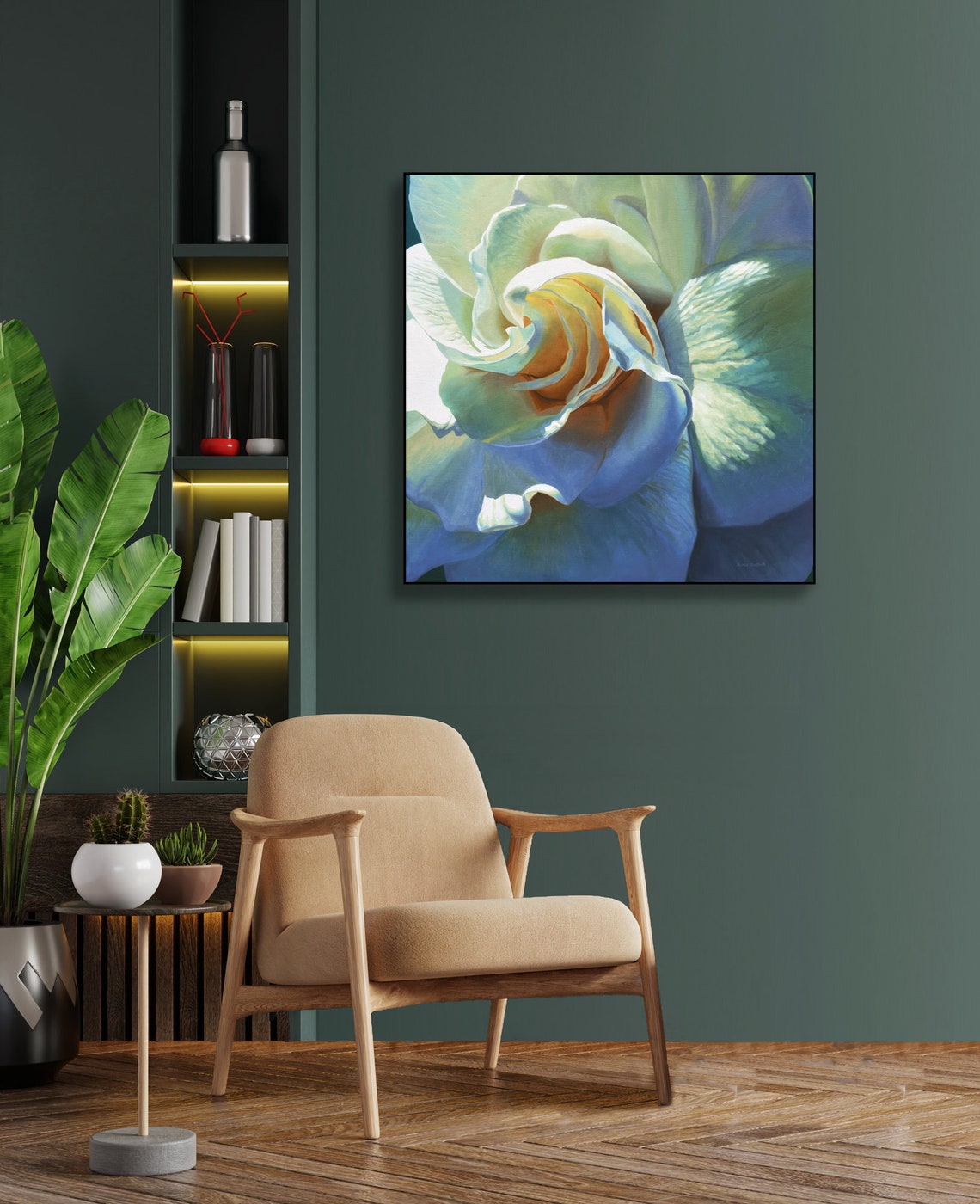 DANFORTH Gardenia, 30x30 Original Realistic Floral Oil Painting, Canvas ...