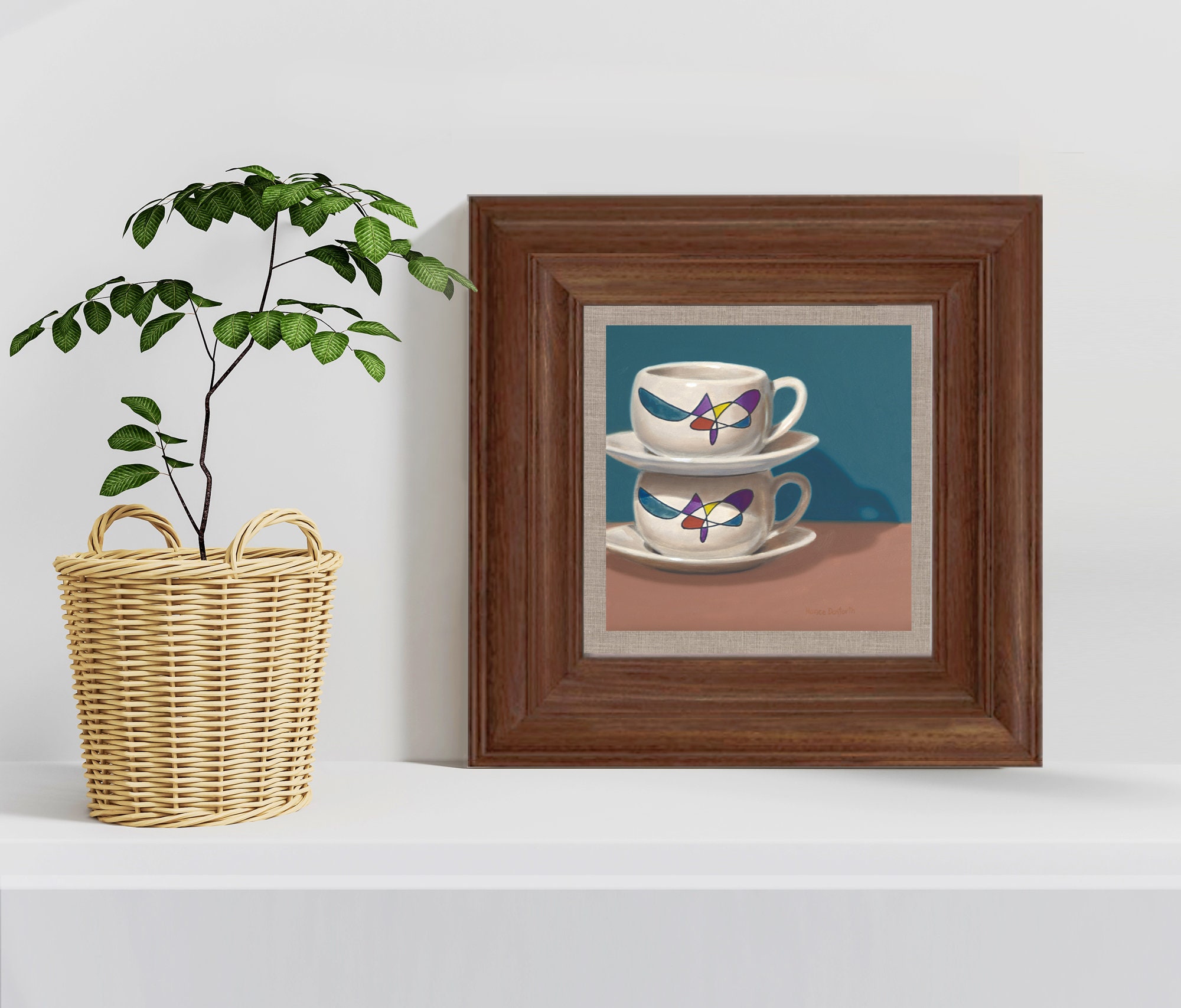 Atomic Cups, 8x8 Original Realistic Oil Painting, Still Life Wall Art ...