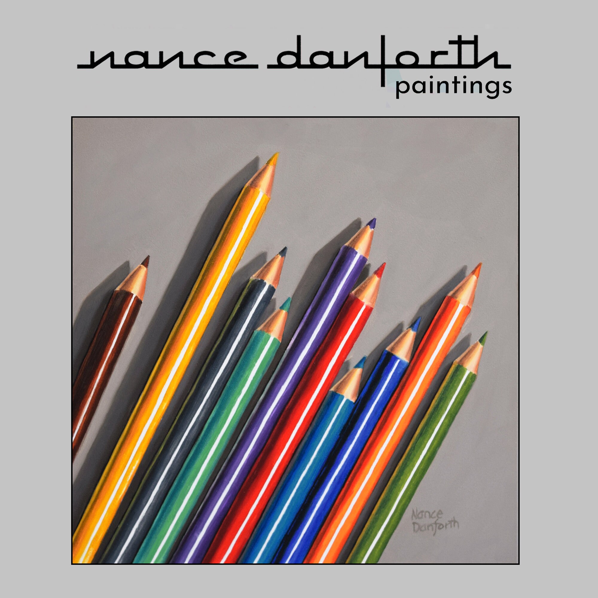 Ten Colored Pencils, 8x8 Original Realistic Oil Painting, Still Life ...