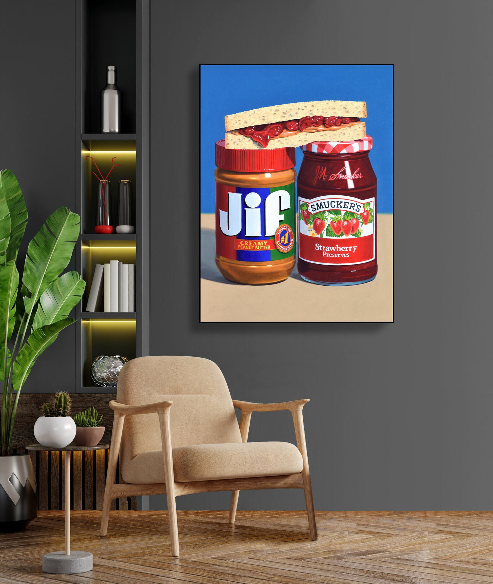 DANFORTH Peanut Butter Sandwich, 40x30 Original Realistic Oil Painting ...