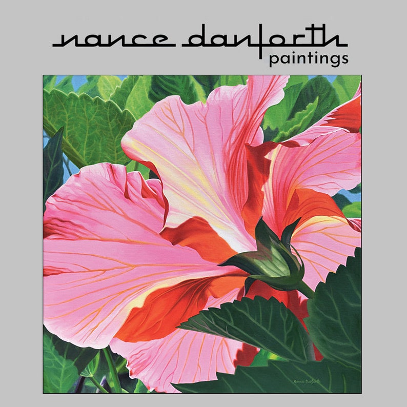 DANFORTH Hibiscus, 30x30 Original Realistic Floral Oil Painting, Canvas ...