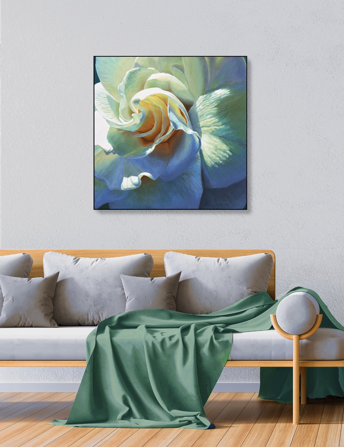 DANFORTH Gardenia, 30x30 Original Realistic Floral Oil Painting, Canvas ...