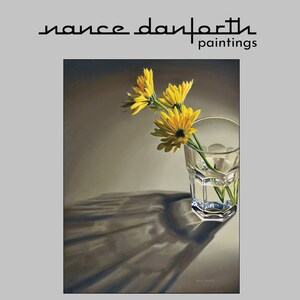 DANFORTH Glass & Daisies, 24x18 Original Realistic Floral Oil Painting ...