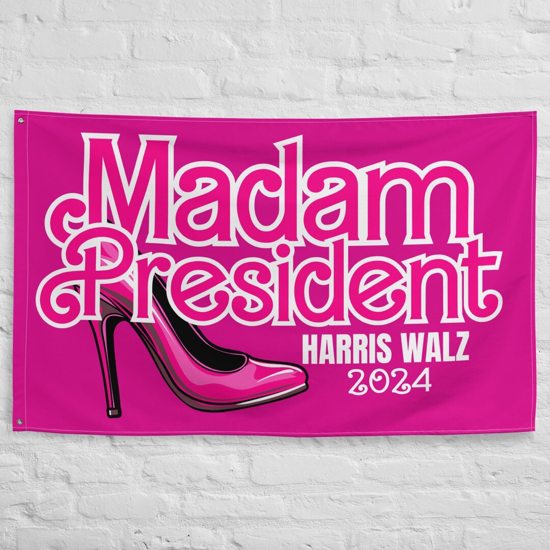 Kamala Harris madam President Flag New Barbie Design Harris Walz 2024 ...