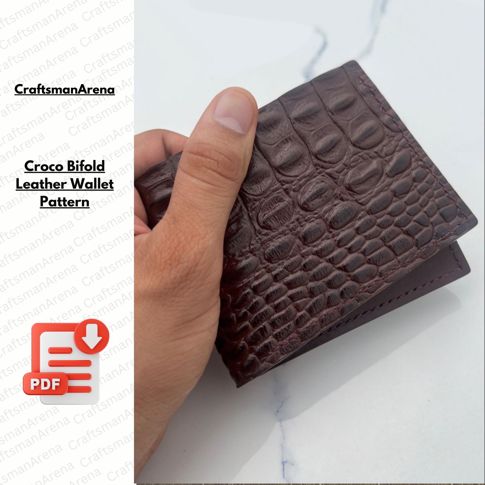 Croco Bifold Leather Wallet Pattern PDF Digital Download Template Handmade Crocodile Leather ...