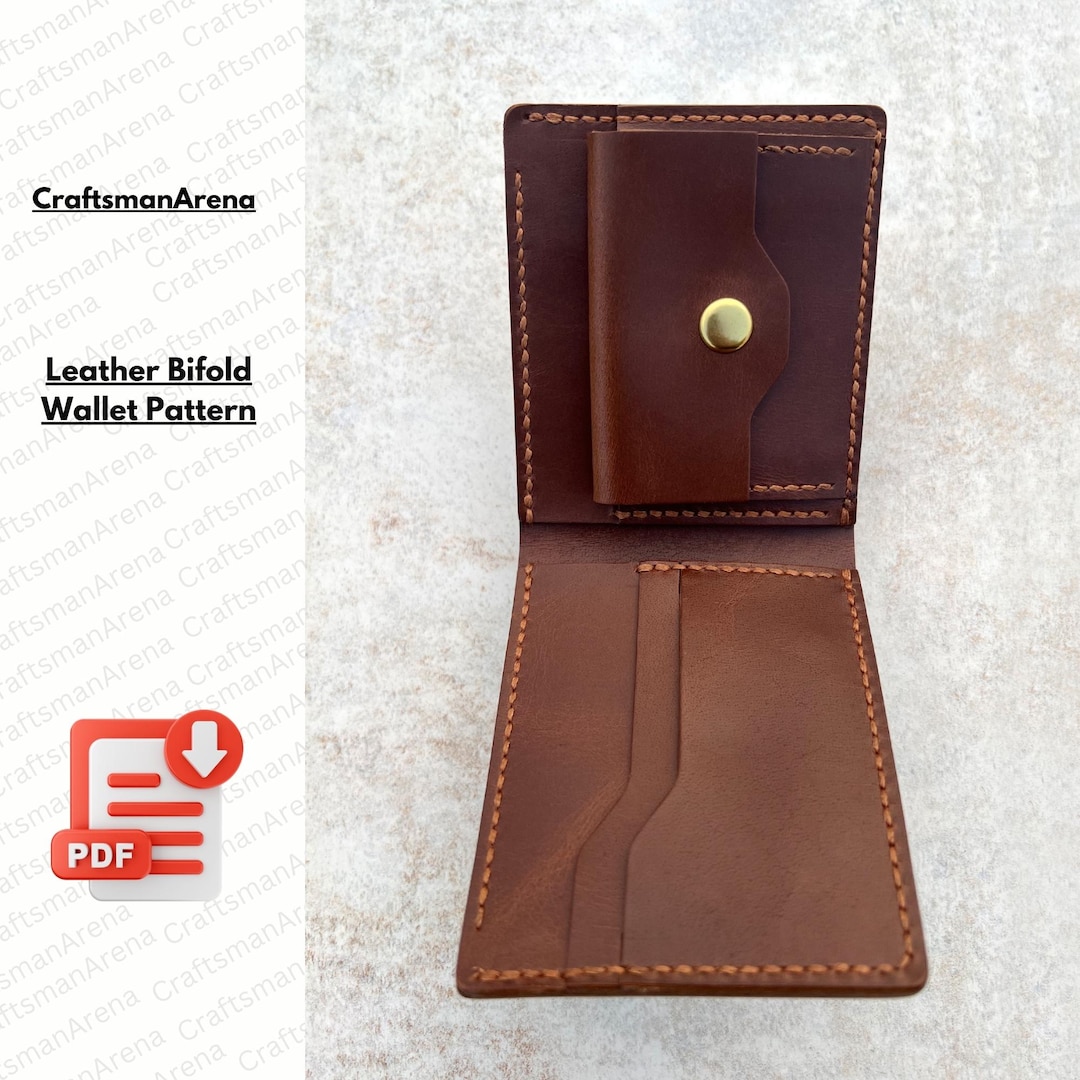 Leather Bifold Wallet Pattern PDF, DIY Mens Wallet Template, Coin ...
