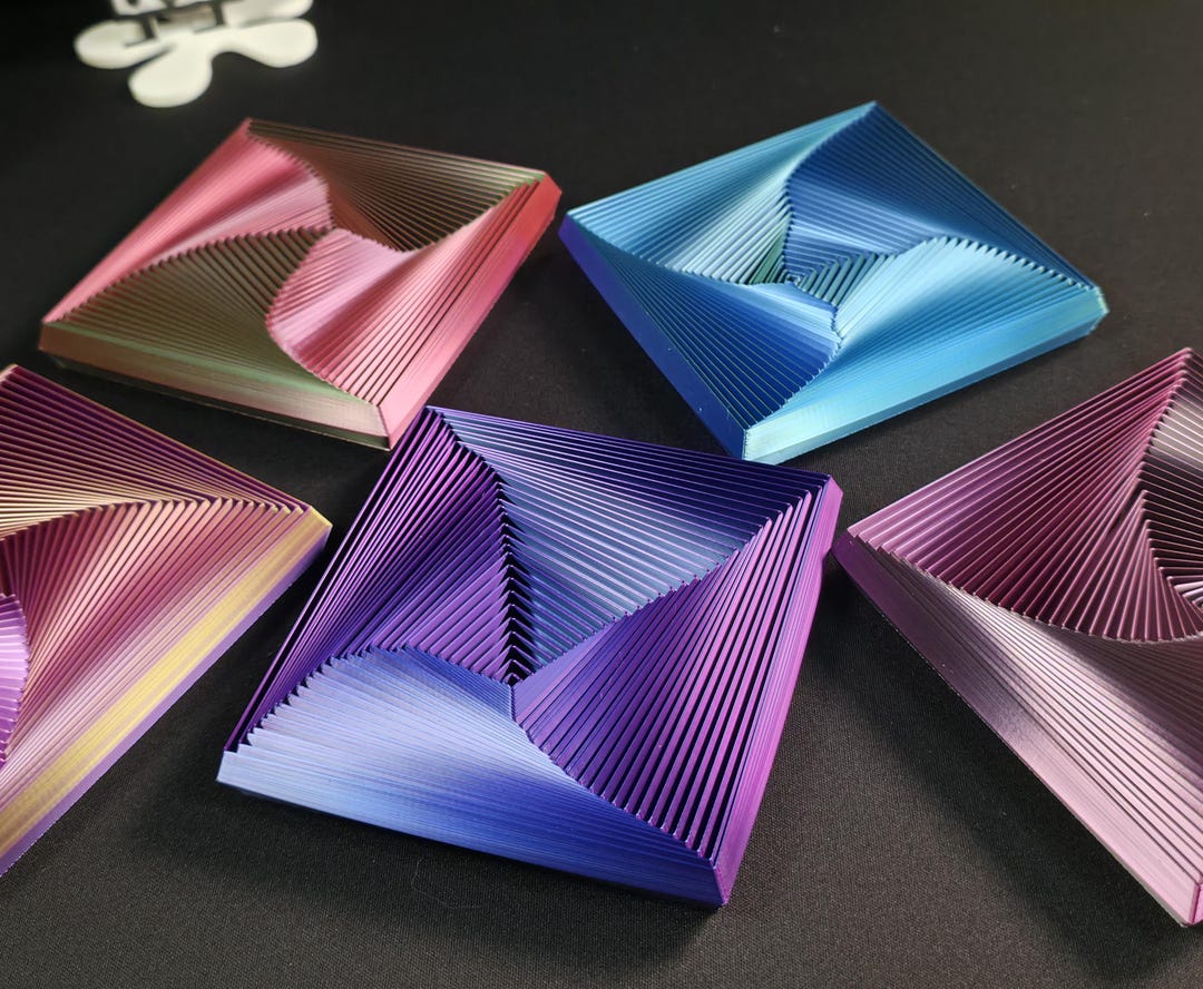 Geometric Swirl Fidget Toy | 3D Printed Sensory Square | Stress Relief ...