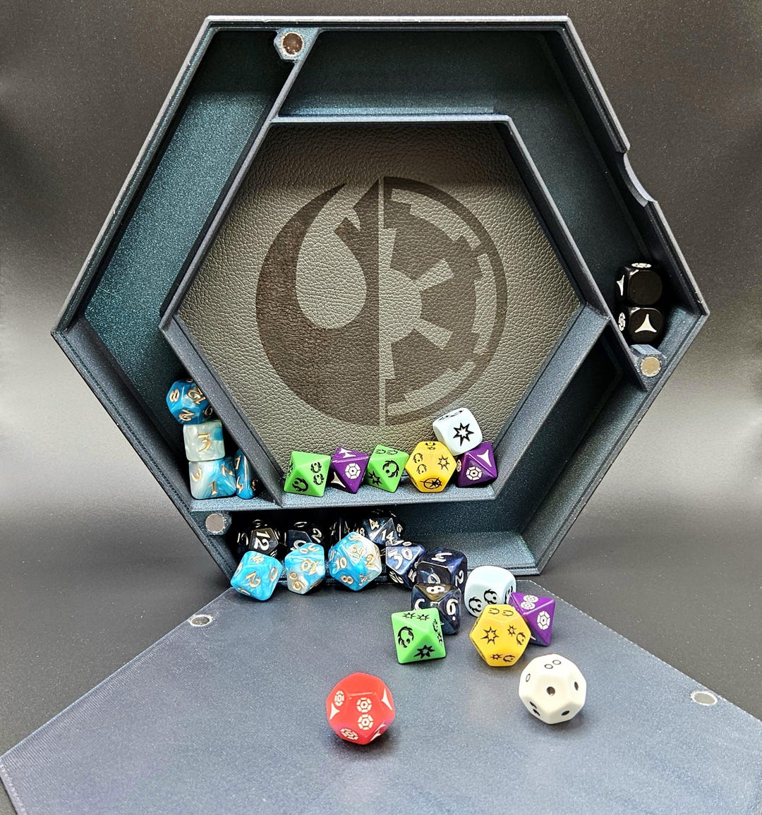 Personalized Leather 3D Printed Hexagon Dice Tray & Storage Dnd Cosmere ...