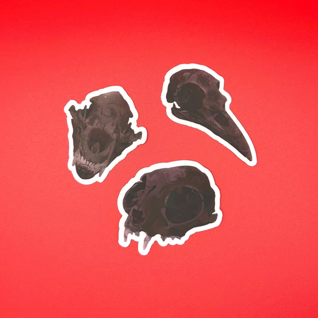 3 Animal Skull Sticker Set, Spooky Vinyl Stickers for Your Laptop ...