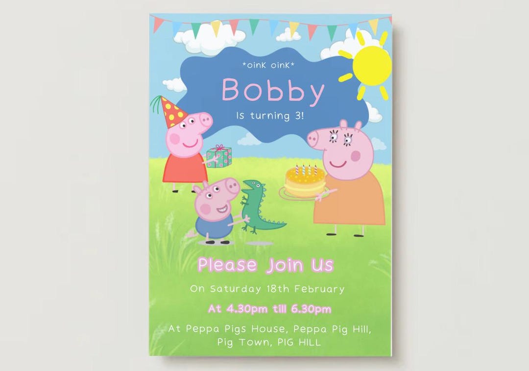 Peppa Pig Invitation - Etsy
