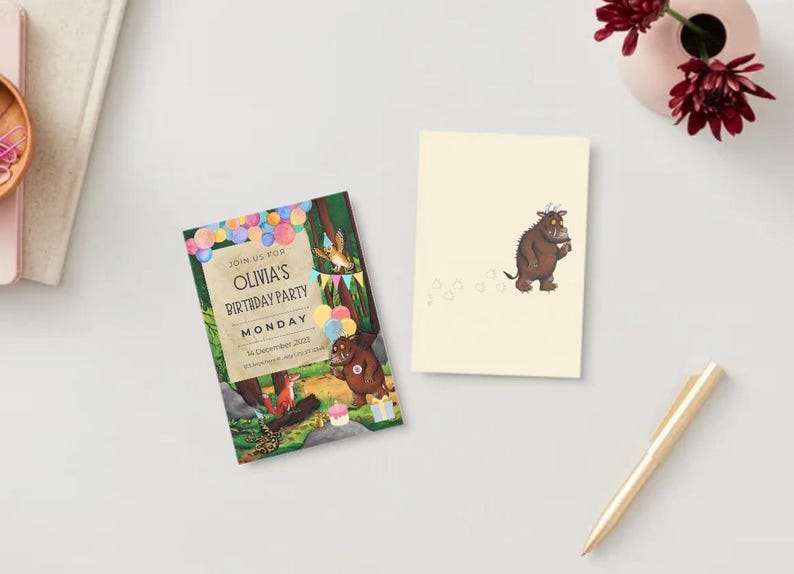 Editable Gruffalo Birthday Invitation Template, Julia Donaldson ...