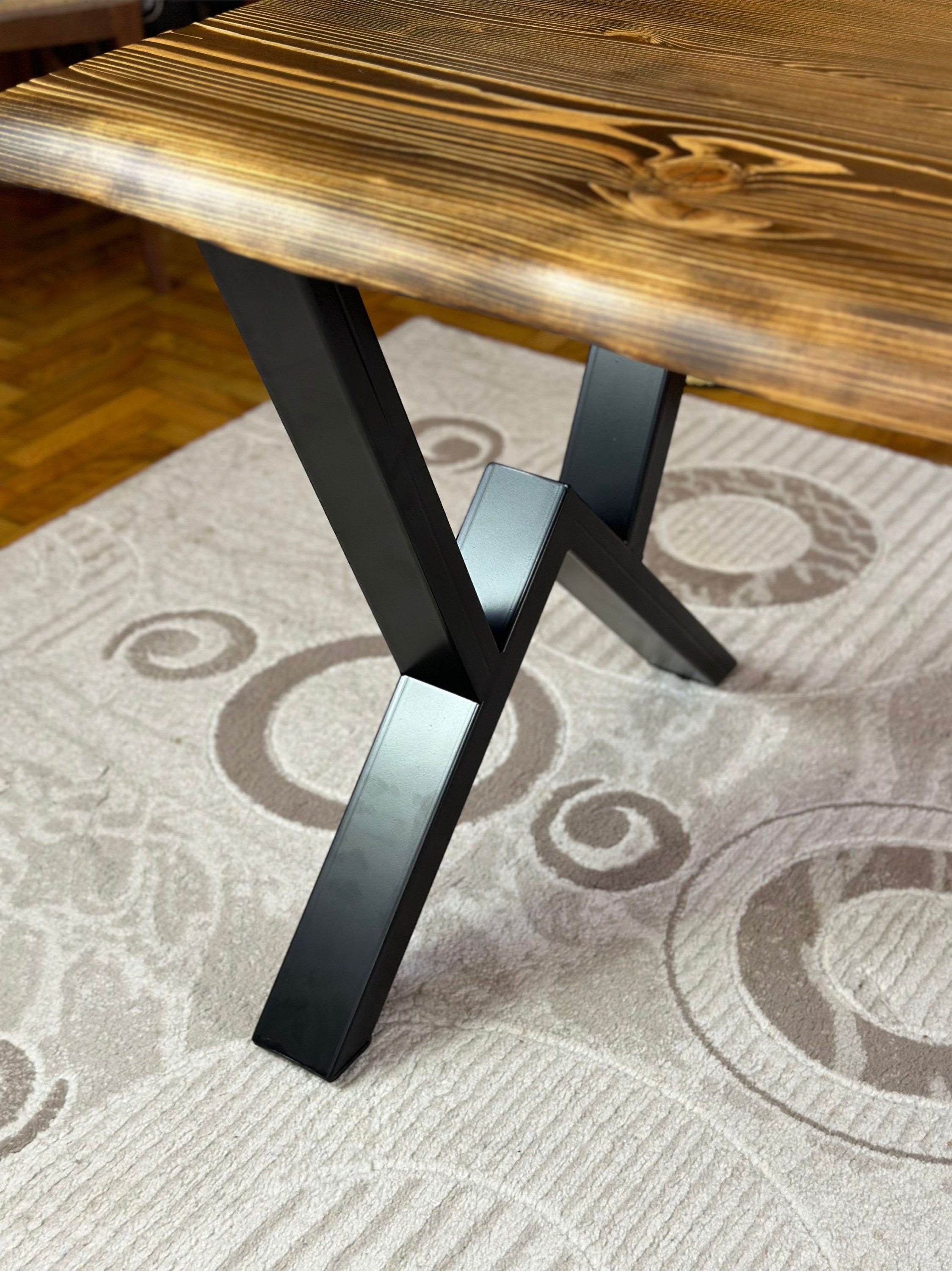 Modern Metal Table Legs, (set of 2) Industrial Table Base, Handmade ...